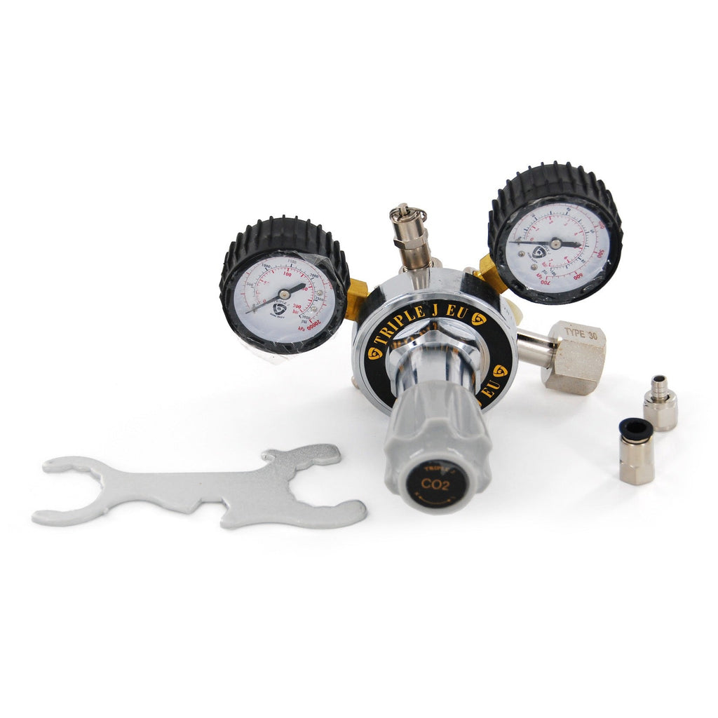 Professional Draft Beer CO2 Regulator Dual Gauge Push In & Barb fittin ...