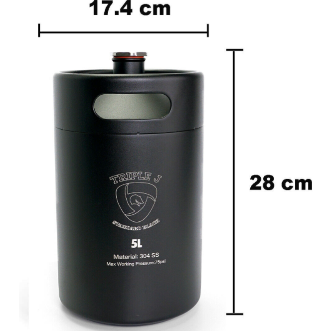 Triplej Mini Stainless Steel Growler Ss Keg 5l 304 Black – Szz Home Brew UK